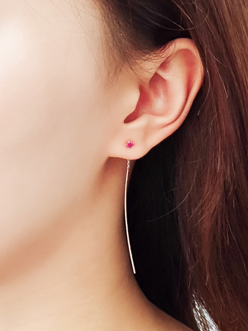 [오팔하우스] 14k U자형 루비큐 드롭 귀걸이- 이랜드몰