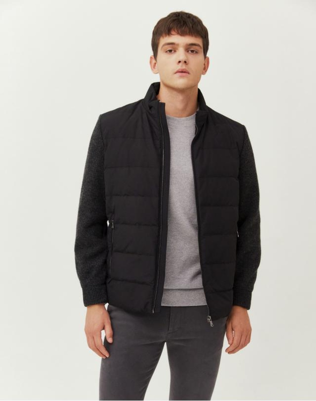 [20FW 헤지스 남성]블랙 소재배색 덕다운점퍼_WHJU0D434BK- 이랜드몰