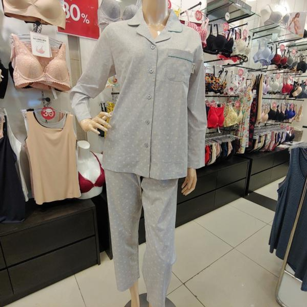 엘르이너 22SS 스위스도트 나염 면100% 여성 상하 잠옷세트 @ 얇은 면소재@GY- 이랜드몰