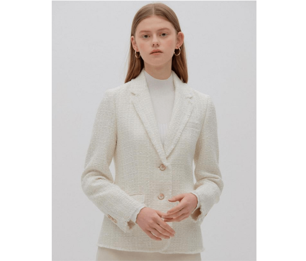 20SS 헤지스레이디스 HSJA0A103WT 올풀림장식 울혼방 트위드자켓- 이랜드몰